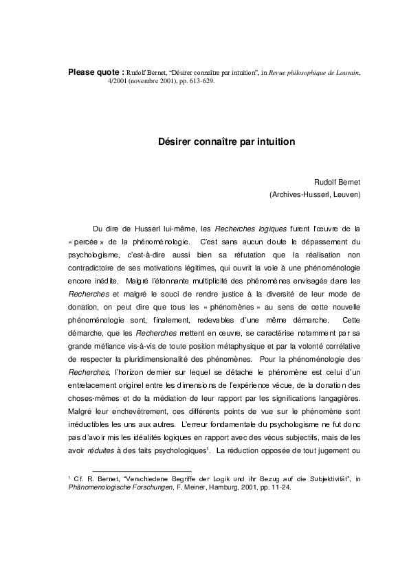 (PDF) Désirer connaître par intuition
