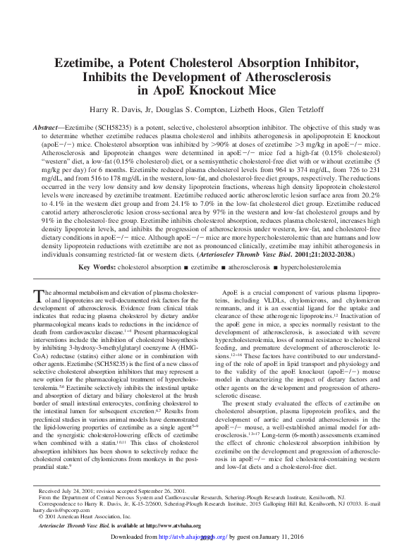 (PDF) Ezetimibe, a Potent Cholesterol Absorption Inhibitor, Inhibits ...