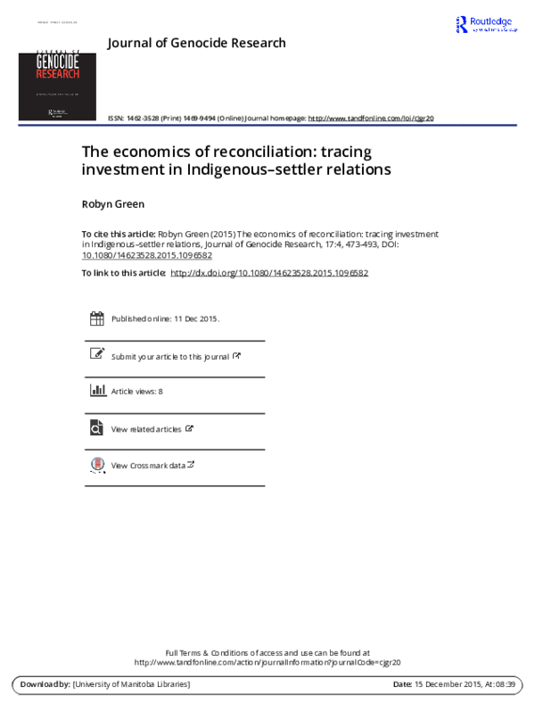 (PDF) The Economics of Reconciliation: Tracing Investment in Indigenous ...