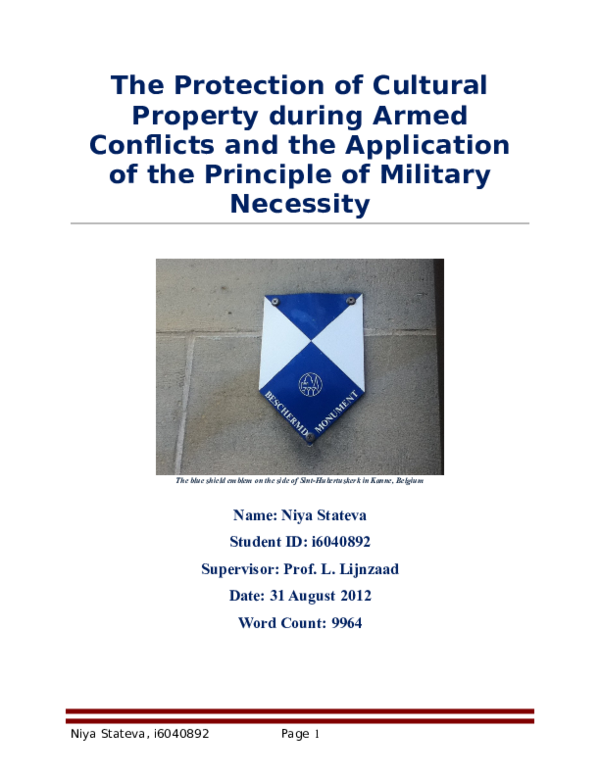(DOC) The Protection of Cultural Property during Armed Conflicts and ...