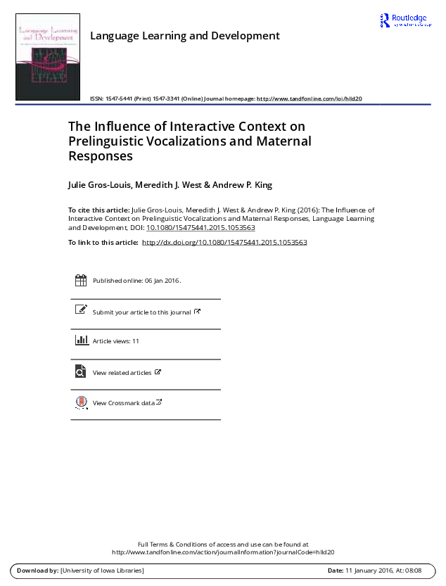 (PDF) Infant-Directed Speech From a Multidimensional Perspective: The ...