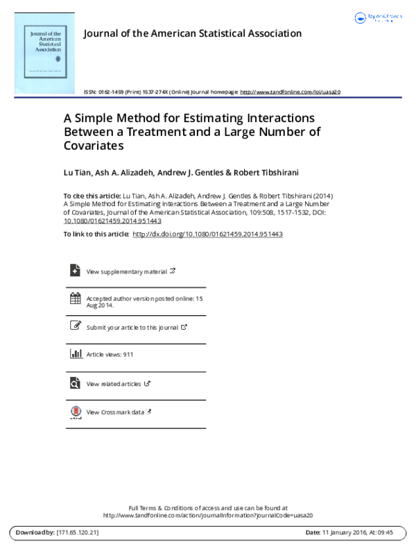 (PDF) A simple method for estimating interactions between a treatment and a large number of ...