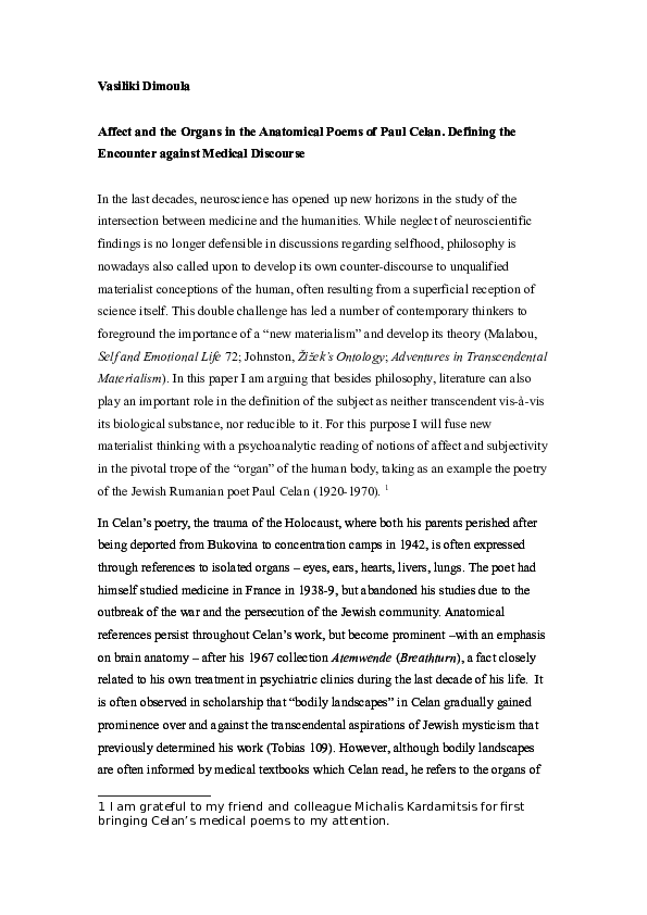 (DOC) ‘Challenging medical discourse: Affect and the organs in the ...