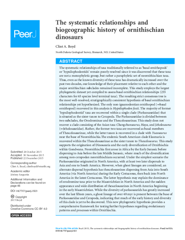 (PDF) The systematic relationships and biogeographic history of ...