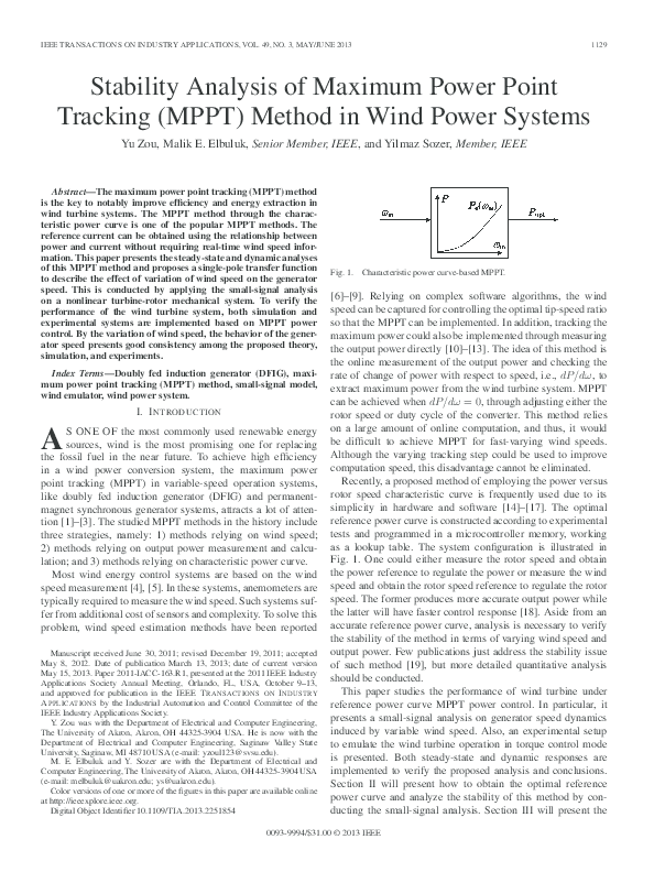 (PDF) Stability Analysis of Maximum Power Points Tracking (MPPT) Method ...