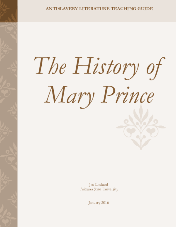(PDF) Teaching Guide to The History of Mary Prince (1831)