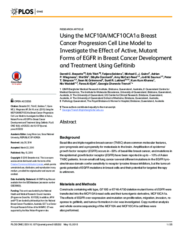 (PDF) Using the MCF10A/MCF10CA1a Breast Cancer Progression Cell Line ...