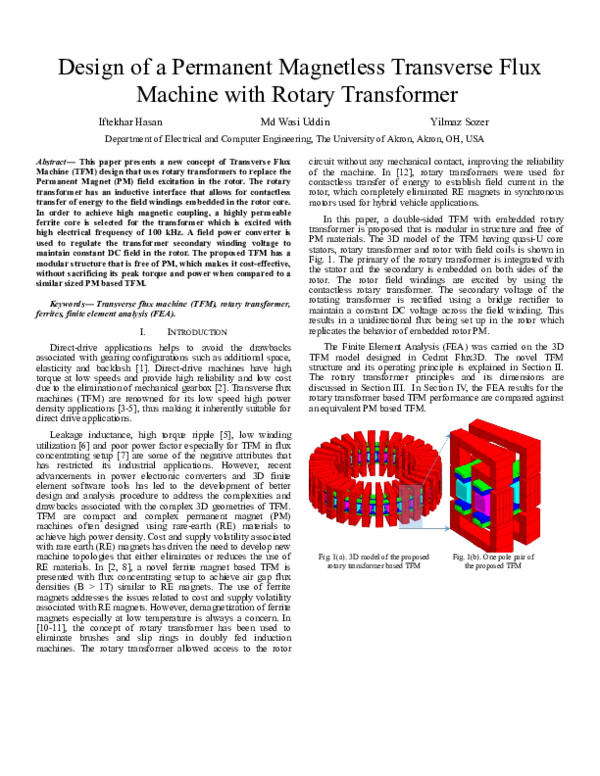 (DOC) Design of a Permanent Magnetless Transverse Flux Machine with ...