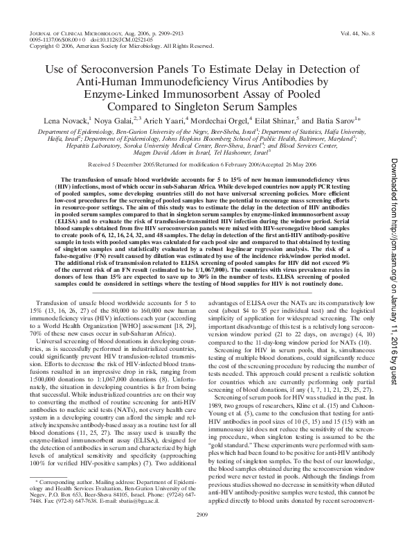 (PDF) Use of Seroconversion Panels To Estimate Delay in Detection of ...