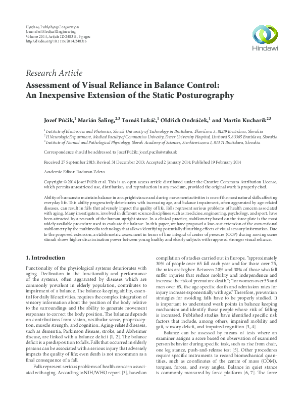 (PDF) Assessment of Visual Reliance in Balance Control: An Inexpensive ...
