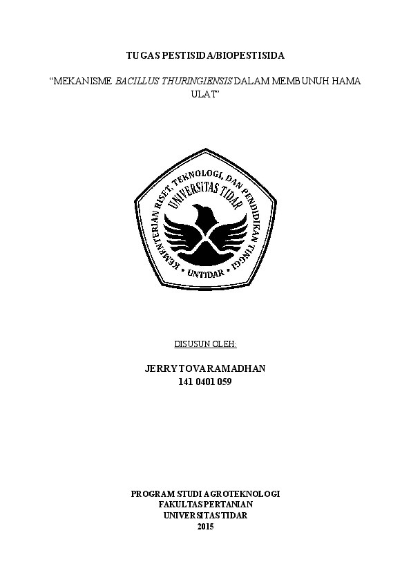 (DOC) MEKANISME BACILLUS THURINGIENSIS DALAM MEMBUNUH HAMA ULAT