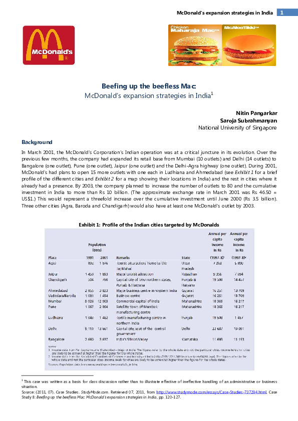 (PDF) Case study 1 Mc Donalds