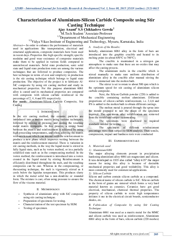 (PDF) Characterizationof Aluminium-Silicon Carbide Composite Using Stir Casting Technique