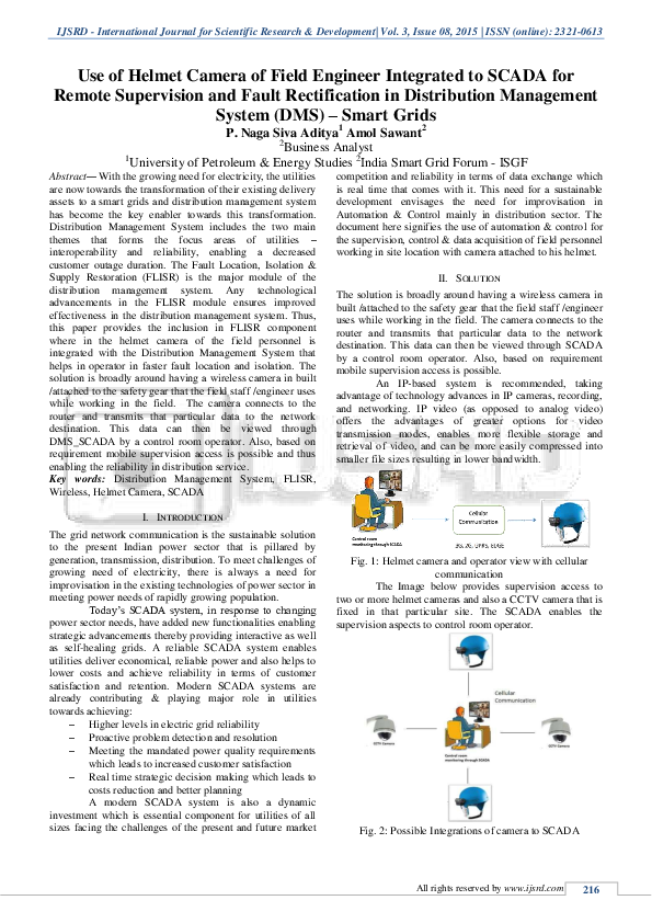 (PDF) Use of Helmet camera of field engineer Integrated to SCADA for ...