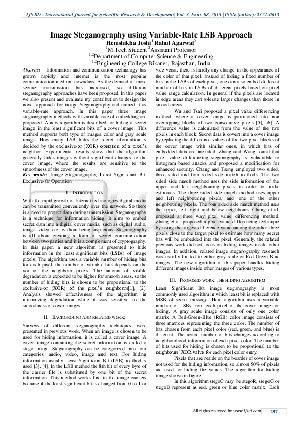 (PDF) Image Steganography Using Variable-Rate LSB Approach