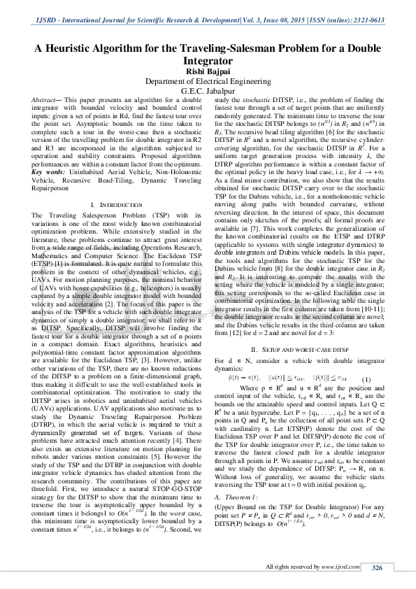 Pdf A Heuristic Algorithm For The Traveling Salesman Problem For A