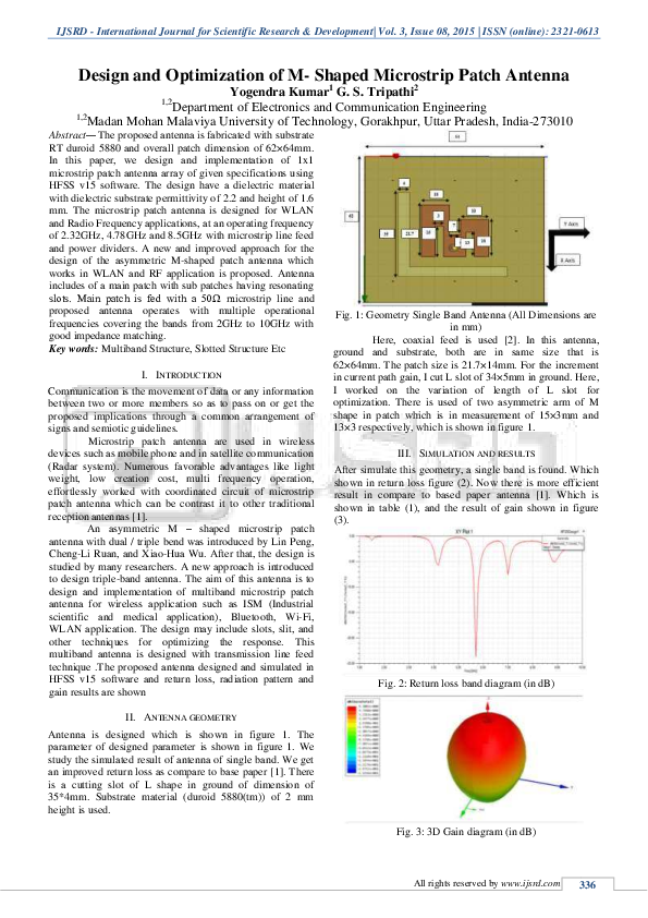 (PDF) Design and Optimization of M-Shaped Microstrip Patch Antenna