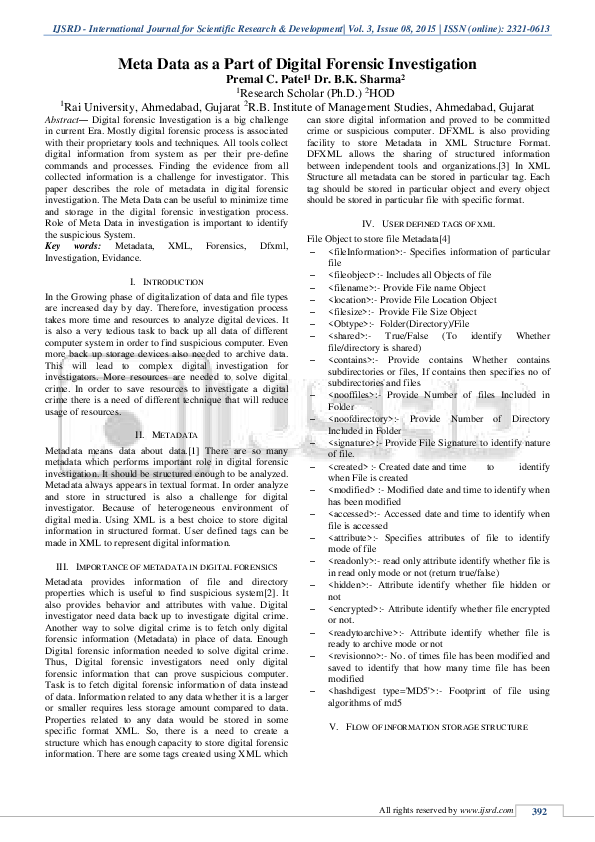 (PDF) Meta Data as a Part of Digital Forensic Investigation