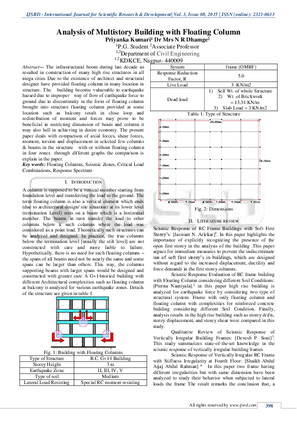 (PDF) Analysis of multi storey building with floating column at various locations