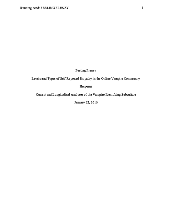 (PDF) Feeling Frenzy: Levels and Types of Self-Reported Empathy in the ...