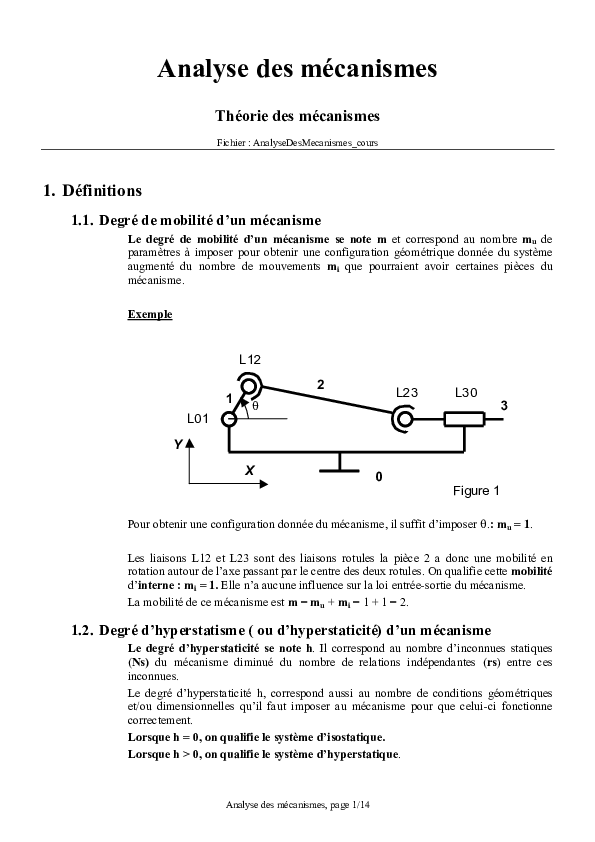 (PDF) 212 Analyse Des Mecanismes cours