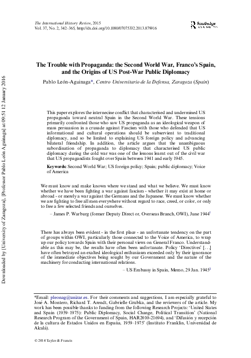 (PDF) The Trouble with Propaganda: The Second World War, Franco's Spain ...