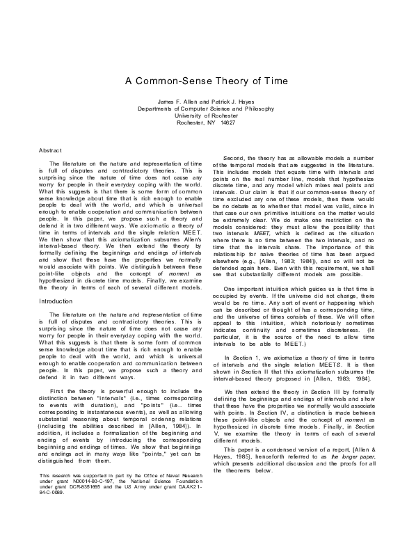 (PDF) A common-sense theory of time