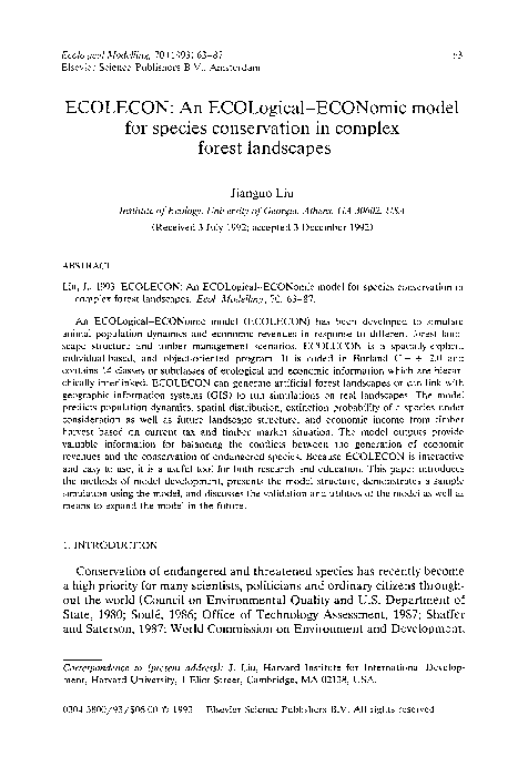 (PDF) ECOLECON: An ECOLogical-ECONomic model for species conservation ...