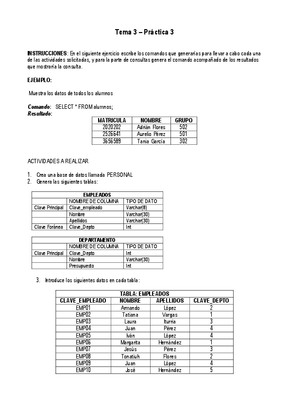 (PDF) EJERCICIO DE TABLAS Y CONSULTAS EN MySQL