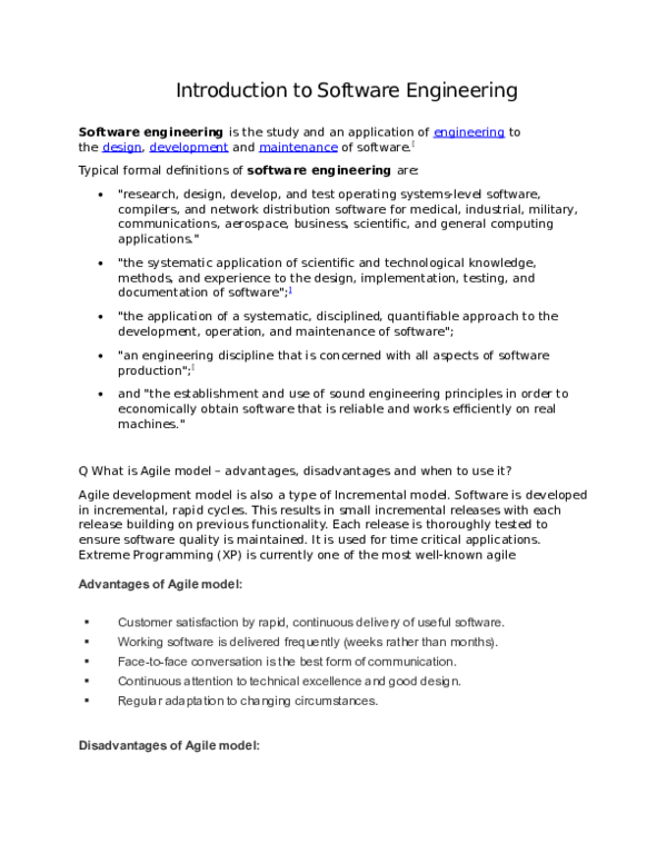 (DOC) Introduction to Software Engineering