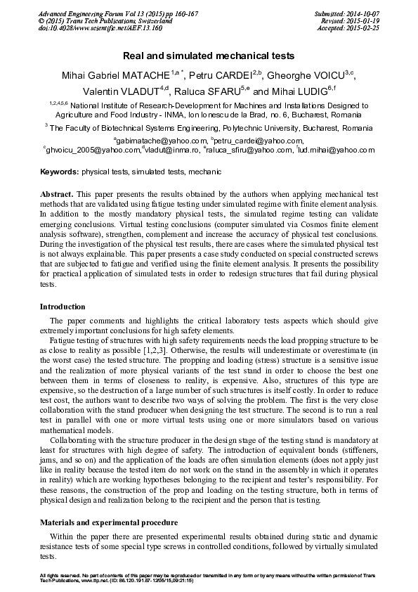 (PDF) Real and simulated mechanical tests