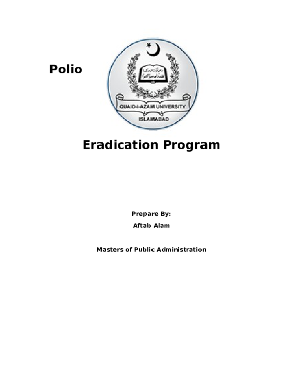 (DOC) Polio Eradication Program Pakistan