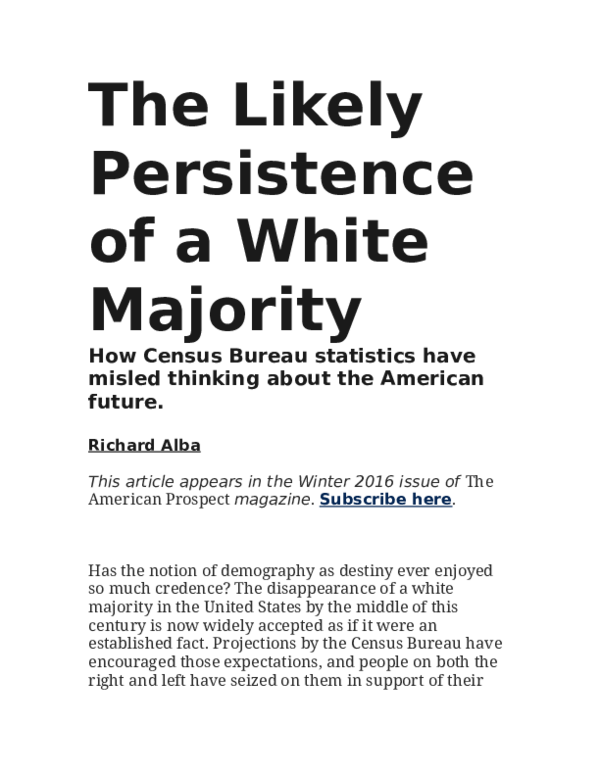 (DOC) The likely persistence of a white majority