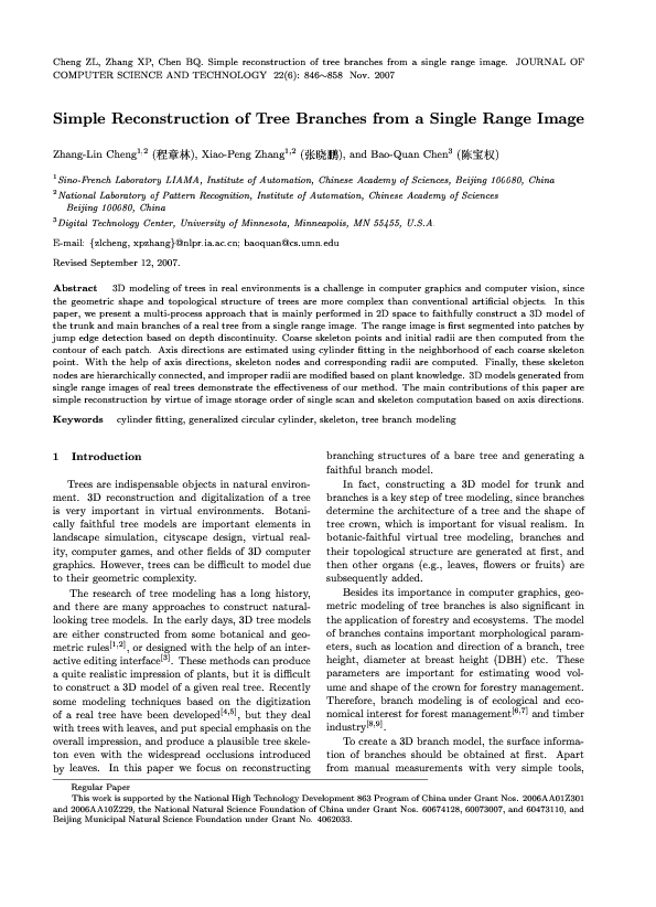 (PDF) Simple Reconstruction of Tree Branches from a Single Range Image