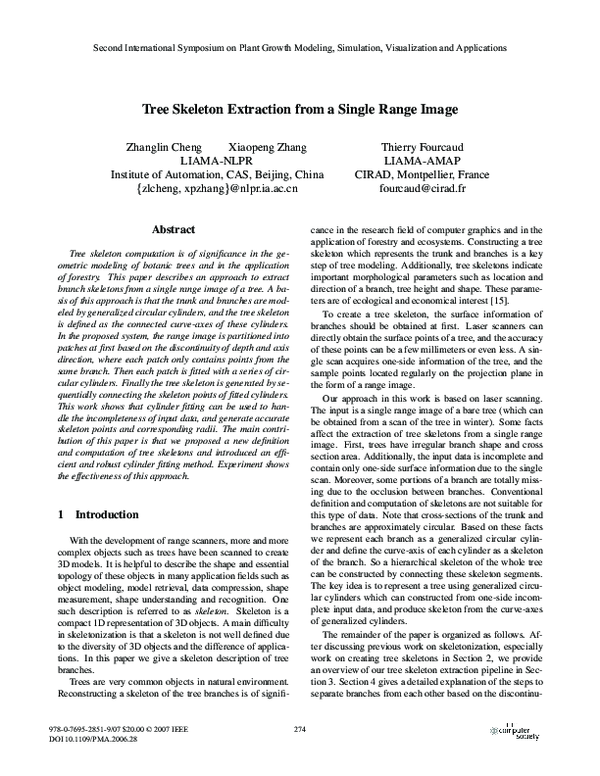 (PDF) Tree Skeleton Extraction from a Single Range Image