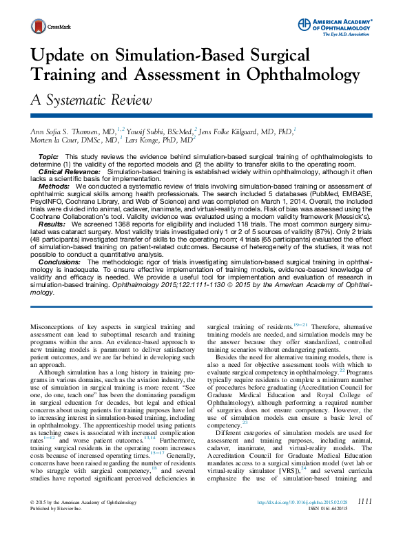 (PDF) Update on Simulation-Based Surgical Training and Assessment in ...