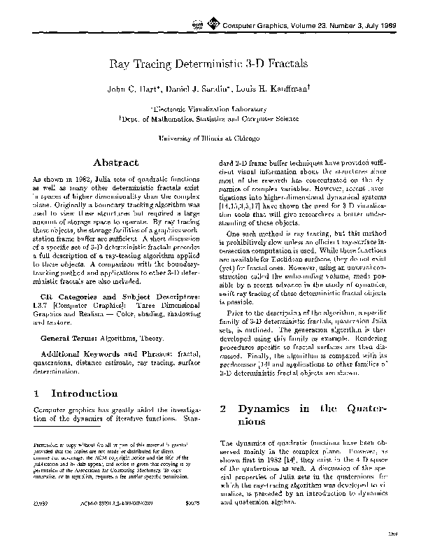 Pdf Ray Tracing Deterministic 3 D Fractals