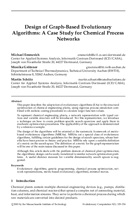 (PDF) Design of Graph-Based Evolutionary Algorithms: A Case Study for Chemical Process Networks