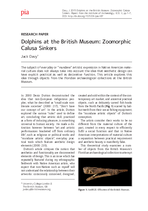 (PDF) Dolphins at the British Museum: Zoomorphic Calusa Sinkers