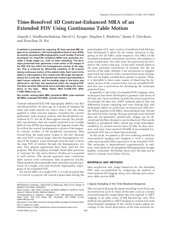 (PDF) Time-resolved 3D contrast-enhanced MRA of an extended FOV using ...