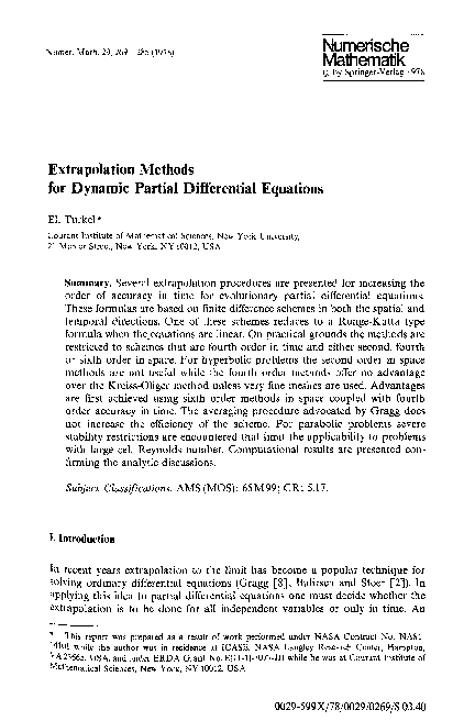 Pdf Extrapolation Methods For Dynamic Partial Differential Equations