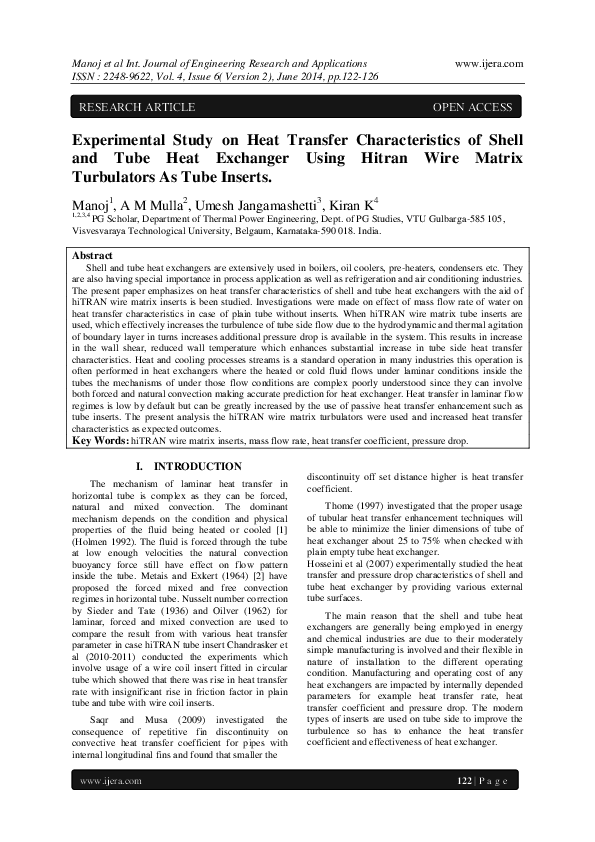 (PDF) Experimental Study on Heat Transfer Characteristics of Shell and ...