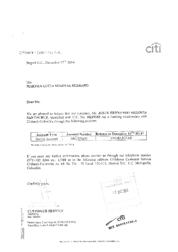 (PDF) CERTIFICADO BANCO PARA CARTA EN INGLES