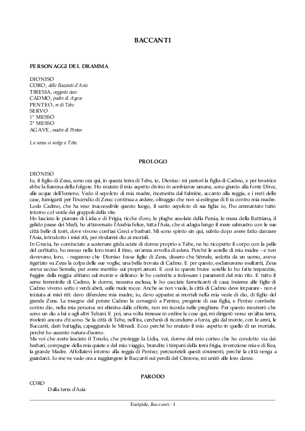 (PDF) Baccanti - traduzione