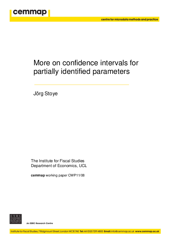 (PDF) CEMMAP working paper