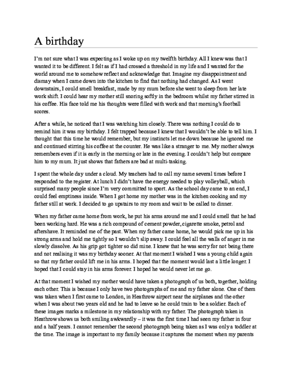 (DOC) A birthday narrative writing