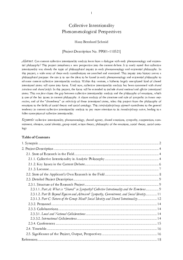 (PDF) Collective Intentionality Phenomenological Perspectives
