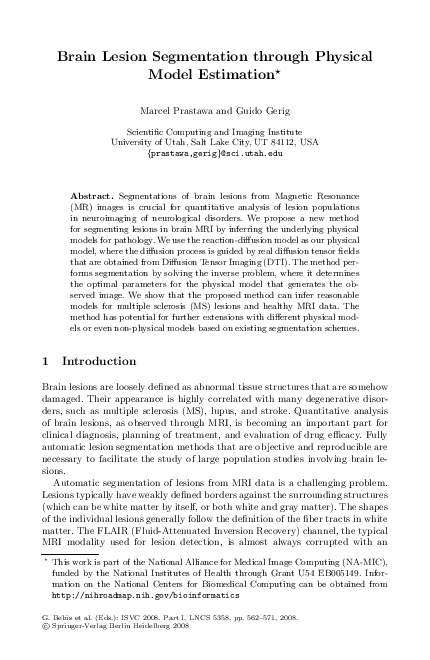 (PDF) Brain Lesion Segmentation through Physical Model Estimation