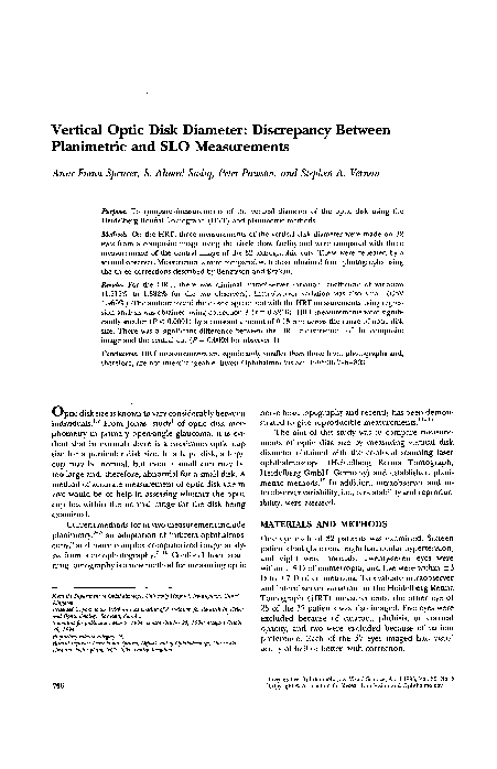 (PDF) Vertical optic disk diameter: discrepancy between planimetric and ...