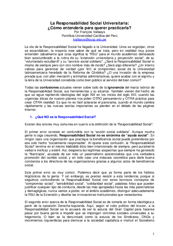 (PDF) La Responsabilidad Social Universitaria
